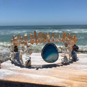 Ocean Goddess Mermaid Wire Wrapped Crown - Siren Beach Nautical Wedding ...