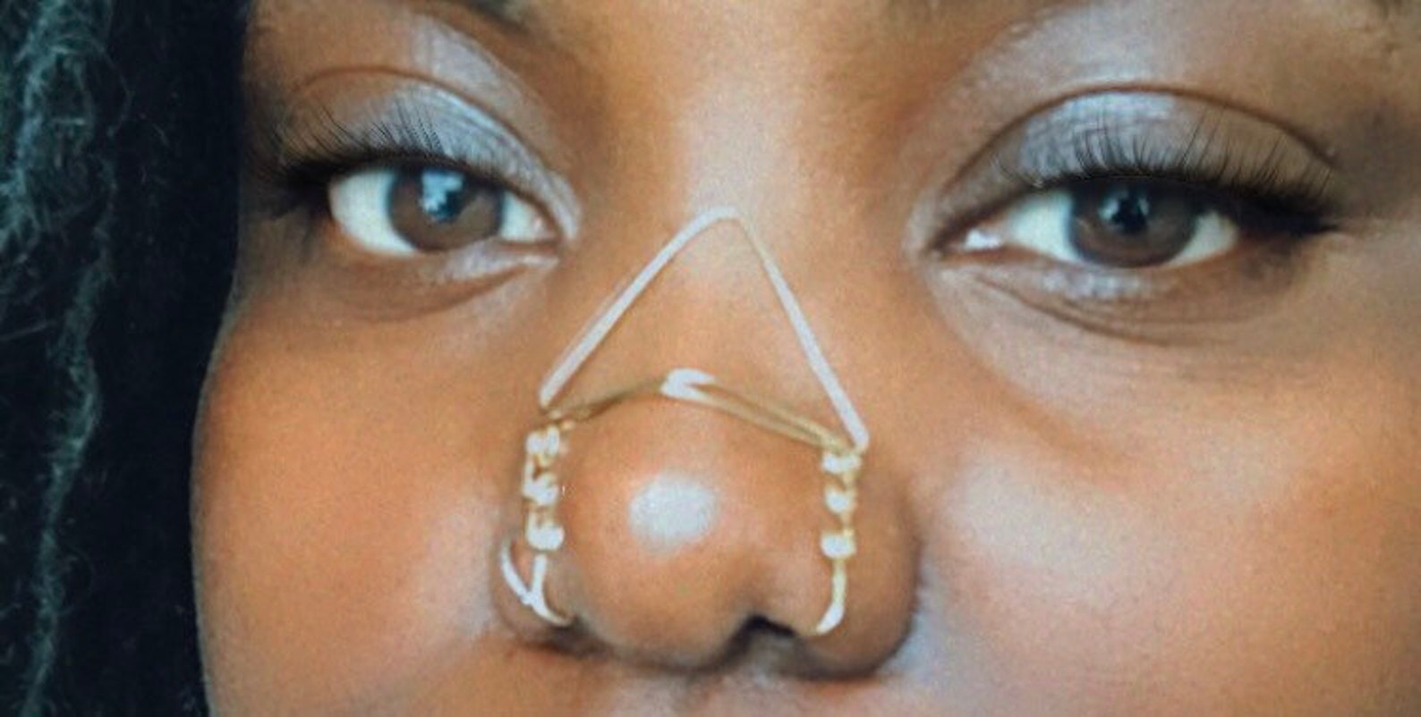Triangle Nose Bridge Cuff Double Nostril Faux Nose Ring Nose | Etsy