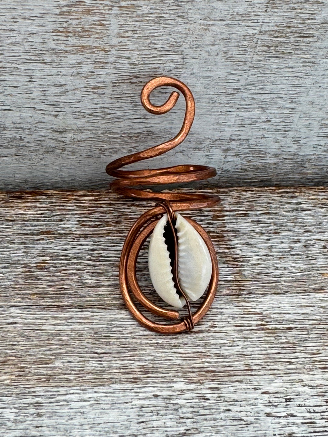 Hammered Copper and Cowrie Shell Ring, Plus Size Jewelry, Real Copper Ring, Big Size Ring. Read ...