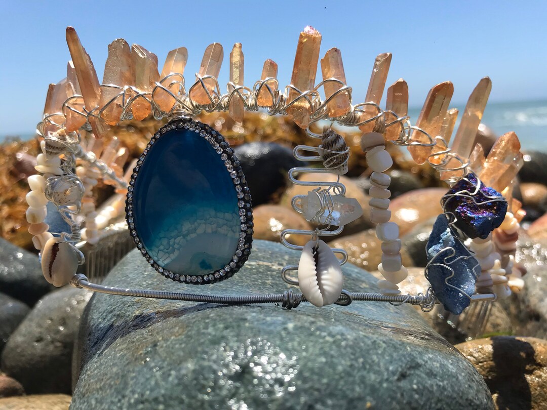 Ocean Goddess Mermaid Wire Wrapped Crown - Siren Beach Nautical Wedding ...