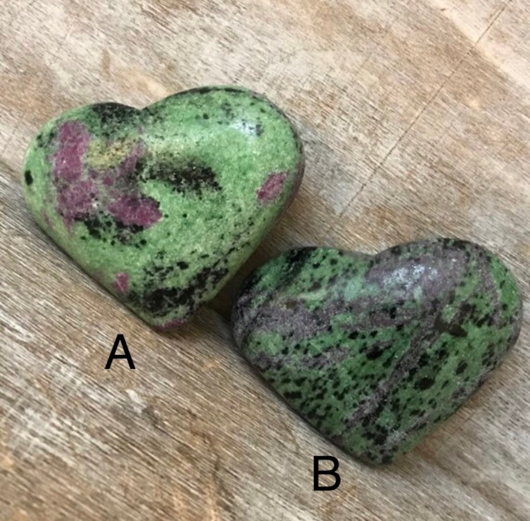 Ruby Zoisite Heart, Anyolite, Pink and Green Crystals, Heart Chakra ...