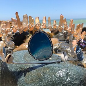 Ocean Goddess Mermaid Wire Wrapped Crown - Siren Beach Nautical Wedding ...