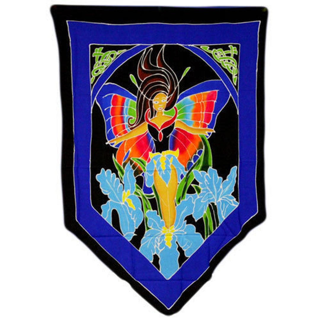 PAGAN/SPIRITUAL Butterfly Goddess Hand-made BATIK Drop Banner/wall ...