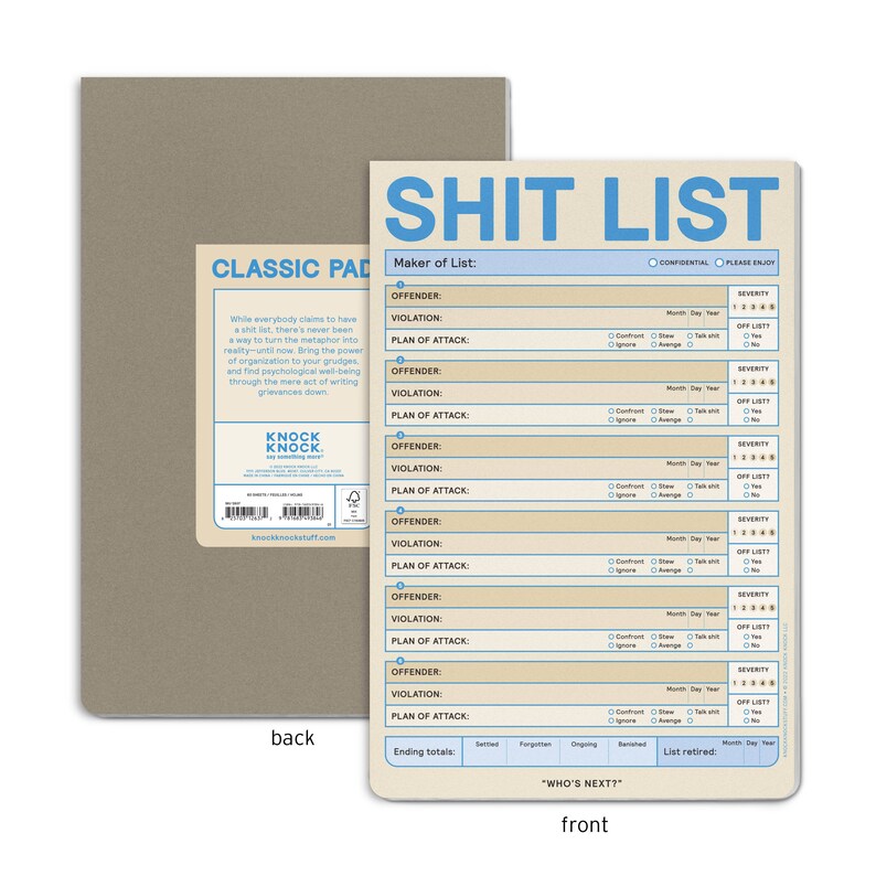 Knock Knock Shit List Pad pastel Version - Etsy