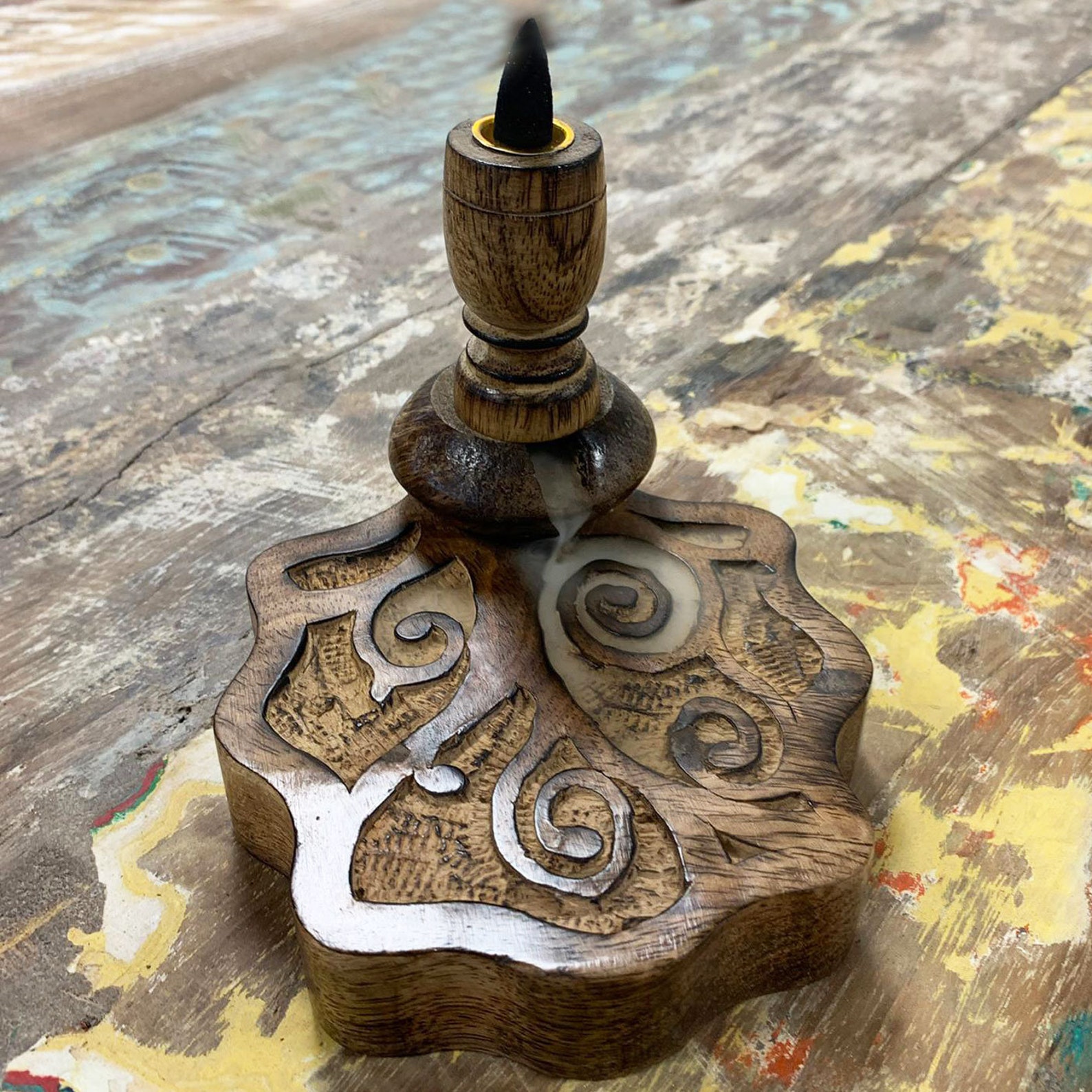 Hand-made Small Mango Wood Backflow Burner-tree of Life Design.13 X 15 ...