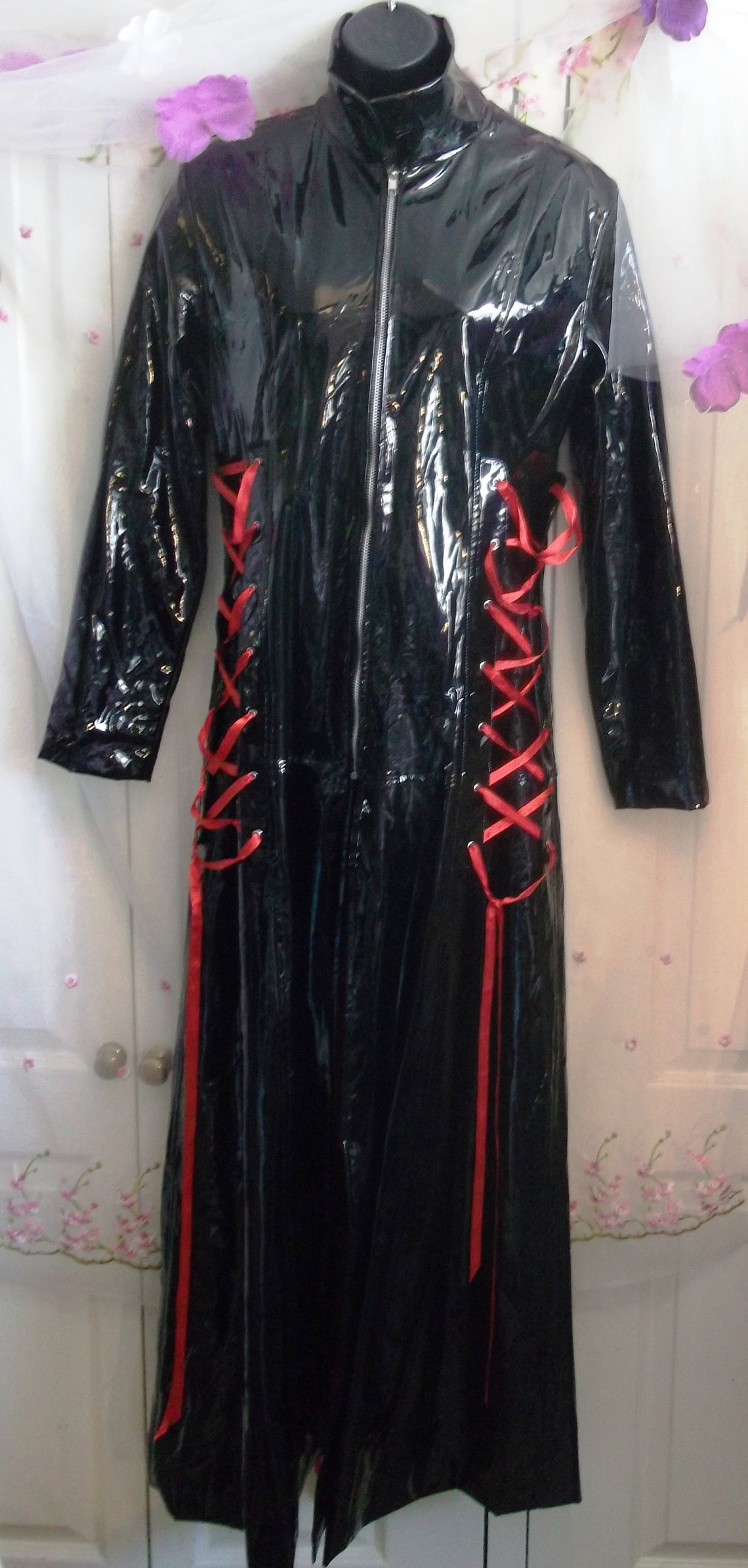 Gothic Punk Stagewear.pvc Black and Red Laced Corsettry on - Etsy
