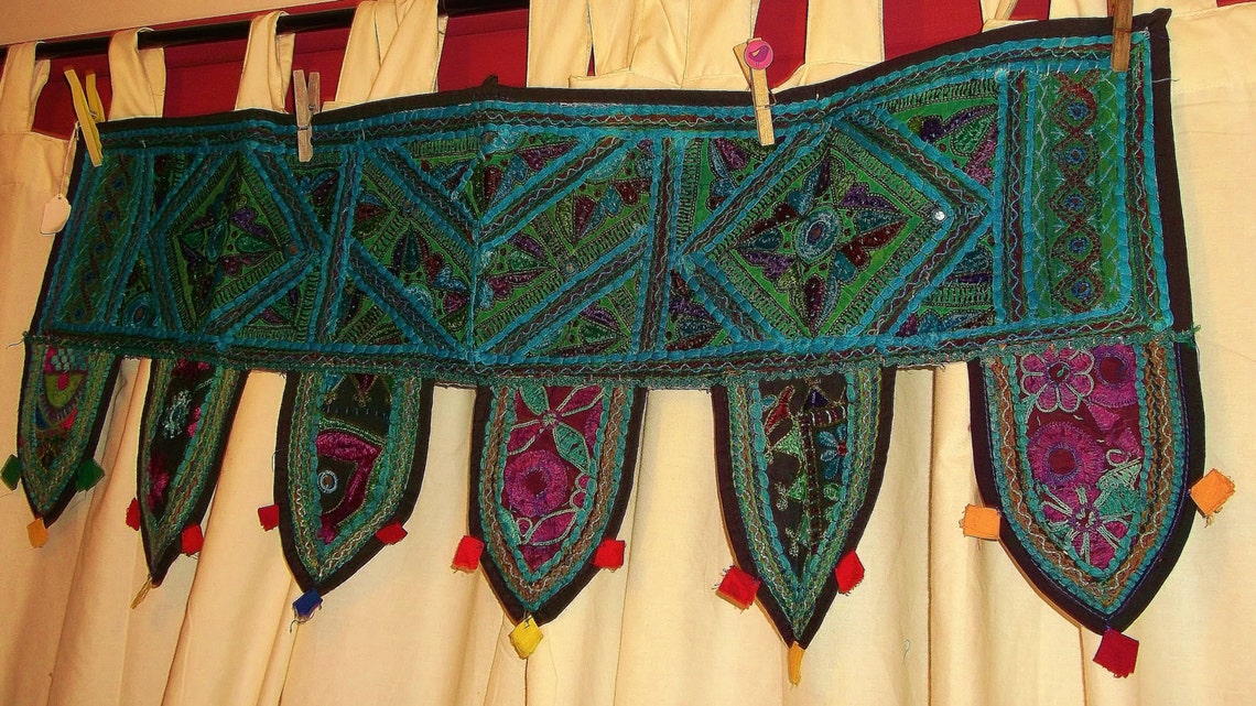Indian Toran-ornamentation for Over Doors, Windows-embroidered & Shisha ...
