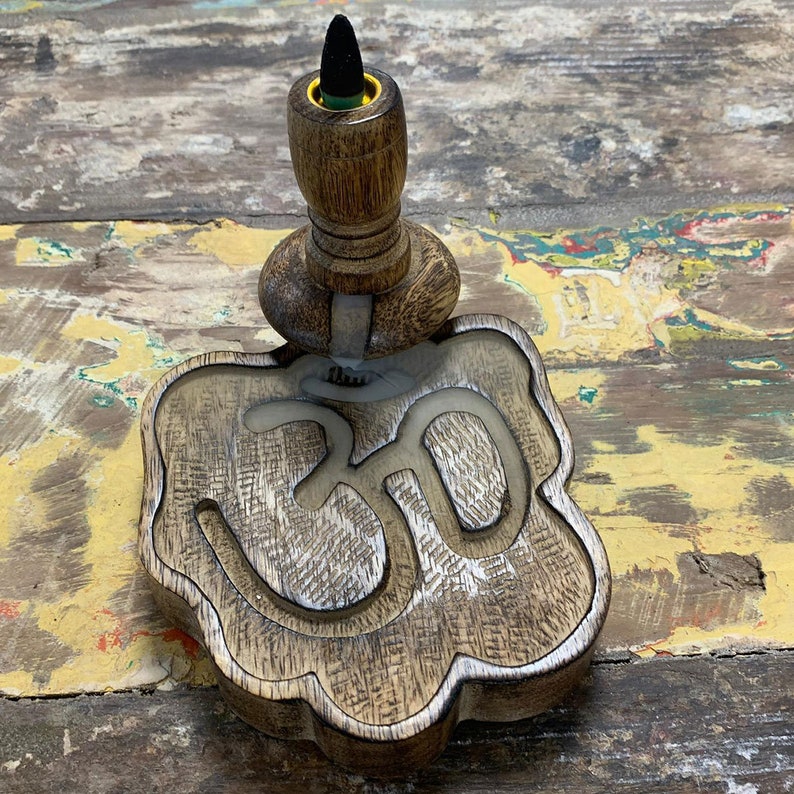 Hand-made Small MANGO Wood Backflow Burner-om DESIGN.13 X 15 X 12cm - Etsy