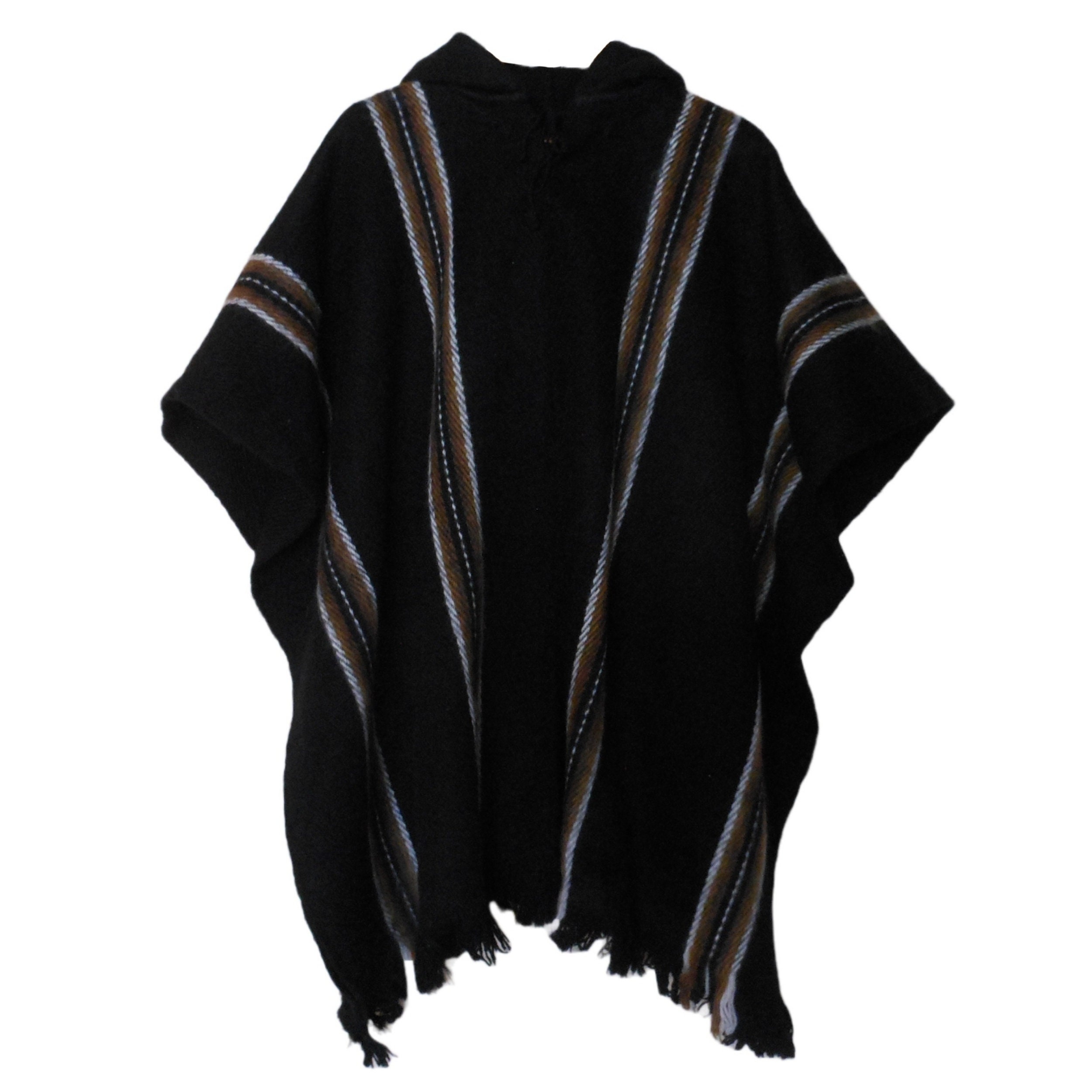 Alpaca Poncho Men Alpaca Wool Poncho Alpaca Poncho With Hood Black Alpaca Poncho Handmade Alpaca ...