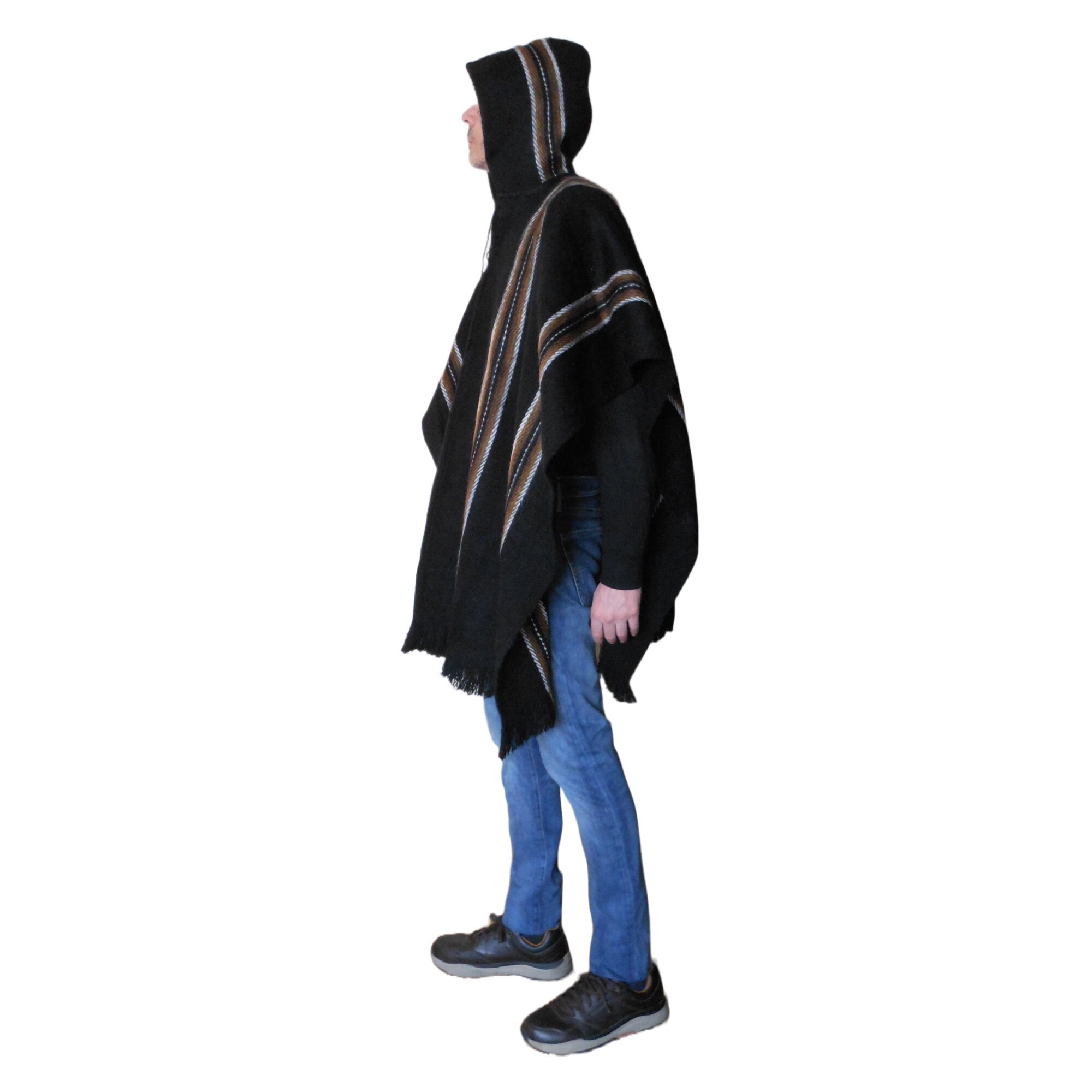 Alpaca Poncho Men Alpaca Wool Poncho Alpaca Poncho With Hood Black ...