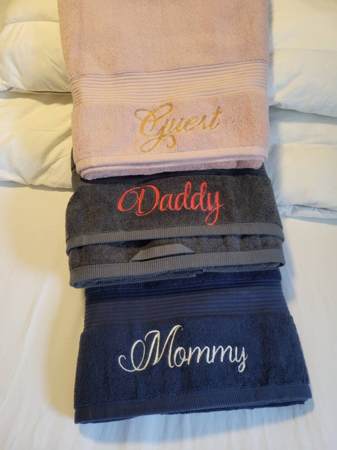 Monogram Towels Embroidered L With Loop for Hanging. Bath Towel - Etsy