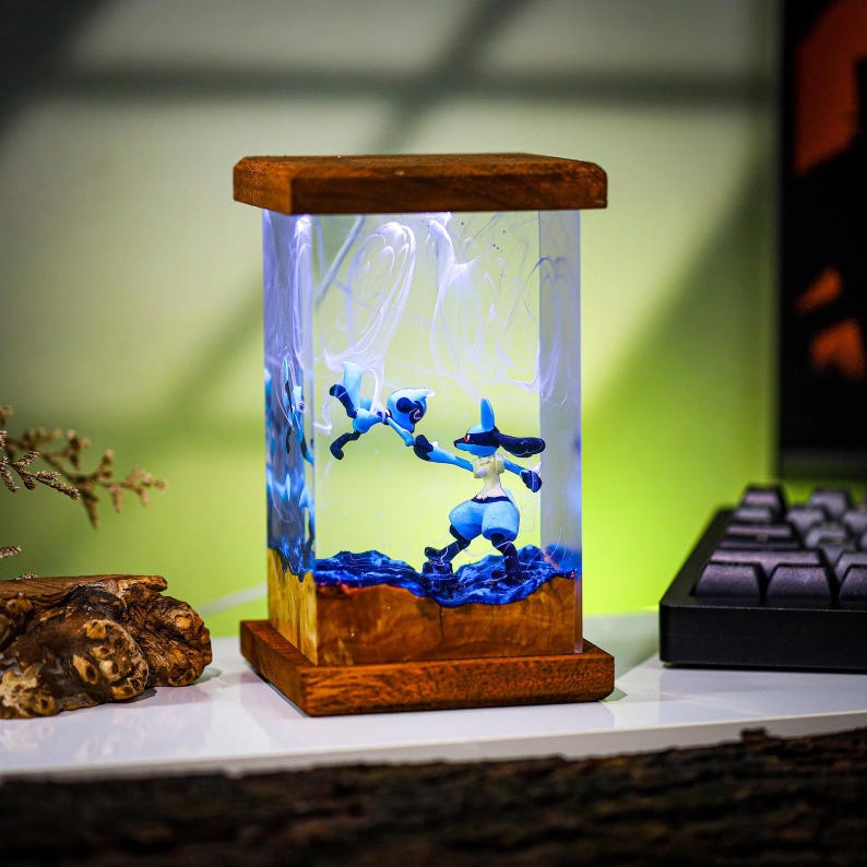 Lu.ca.rio and Ri.olu Pokemon Lamp Custom Po.ke.mon Epoxy Lamp Po.kemon ...