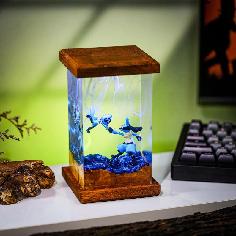 Lu.ca.rio and Ri.olu Pokemon Lamp Custom Po.ke.mon Epoxy Lamp Po.kemon ...