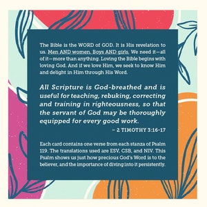 Girl Read Your Bible | Digital Download | Psalm 119 | 22 5x5 Cards ...