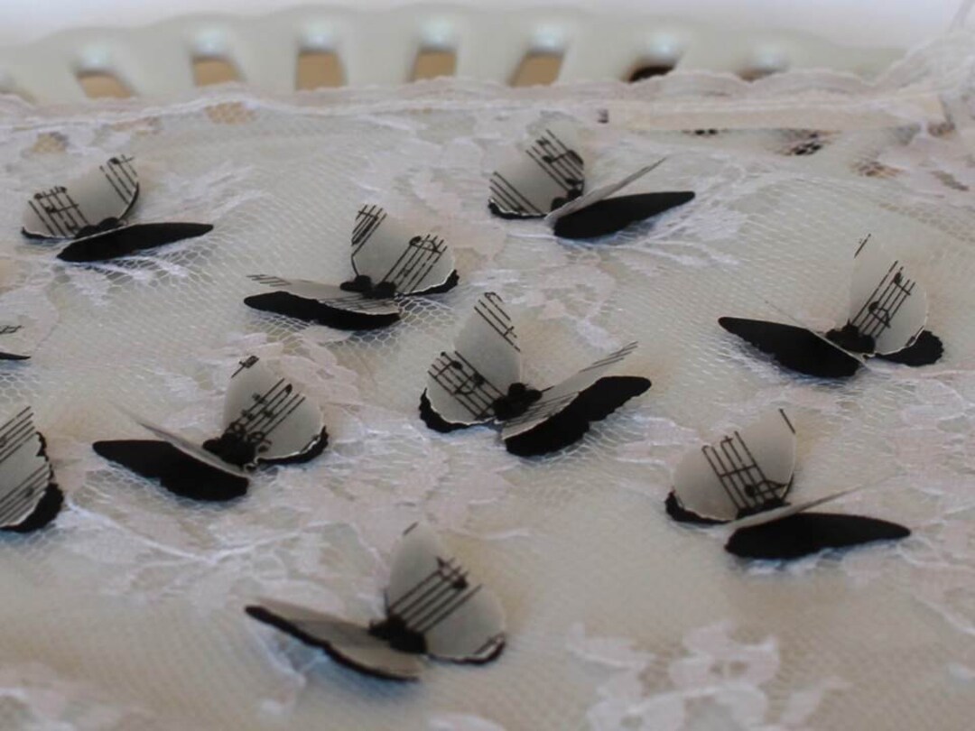 Black and White 3d Paper Butterflies, Music Note Layered Butterfly Die ...