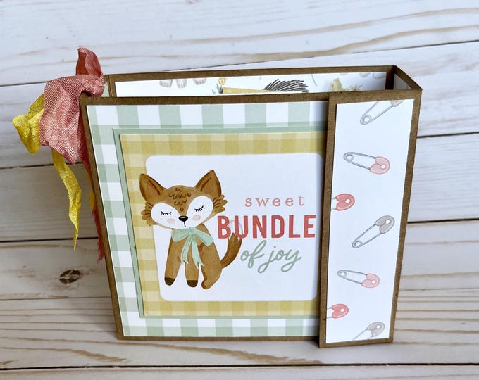 Fox Baby Girl Mini Scrapbook Album 5x5, Baby Shower Gift, Memory Book ...