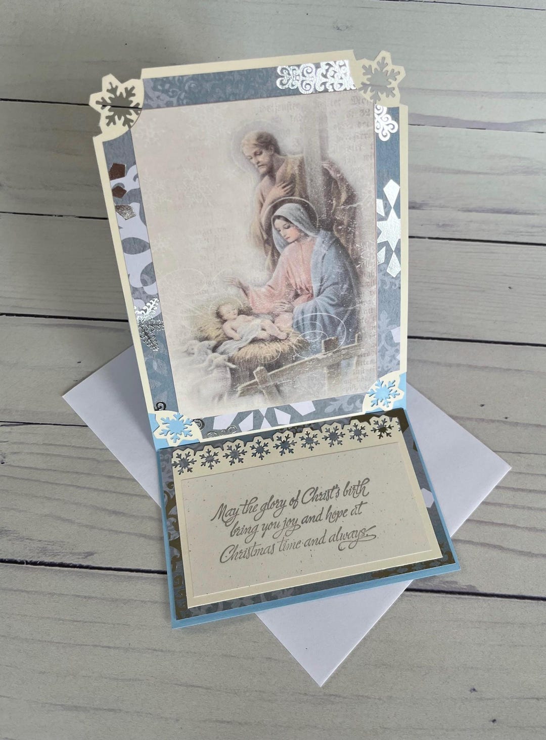 Religious Christmas Card Nativity Jesus in the Manger 3D Pop up Easel ...