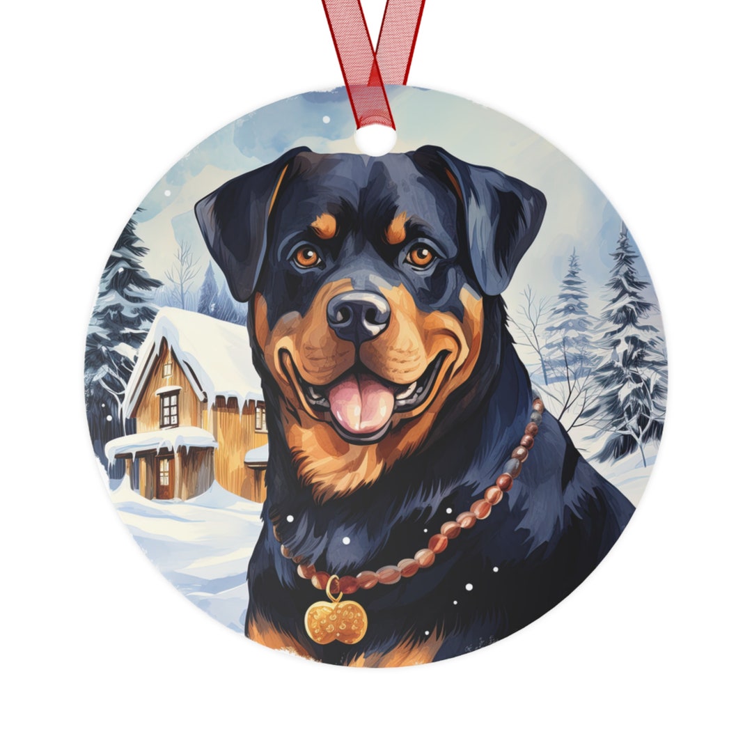 Rottweiler Personalized Double Sided Christmas Ornament Metal Dog Breed ...