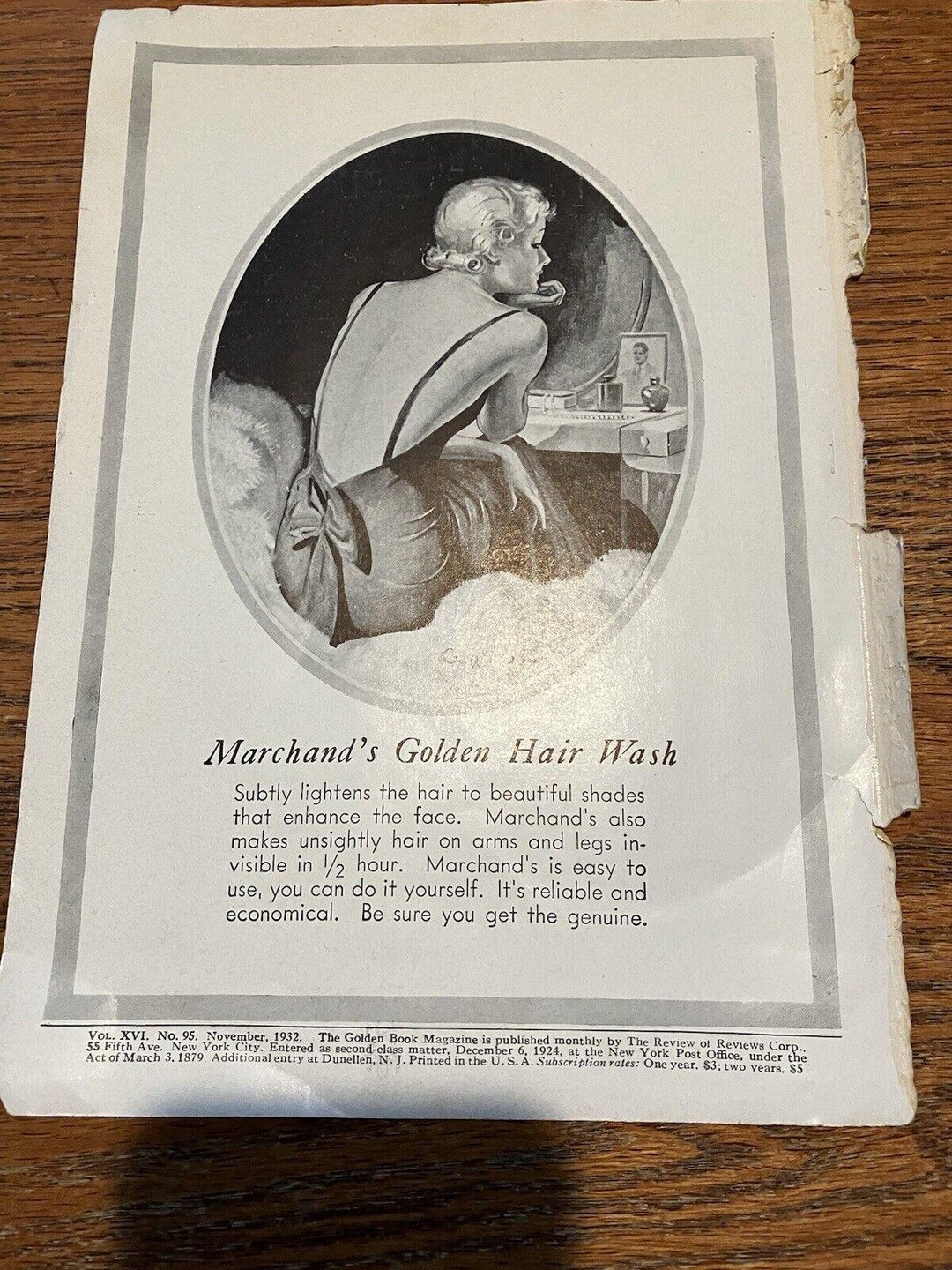 Marchand's Golden Hair Wash Vintage Print Ad 1932 Original Black White ...