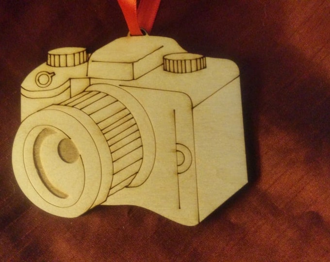 Laser Cut and Engraved Wooden, Camera Ornament - Etsy