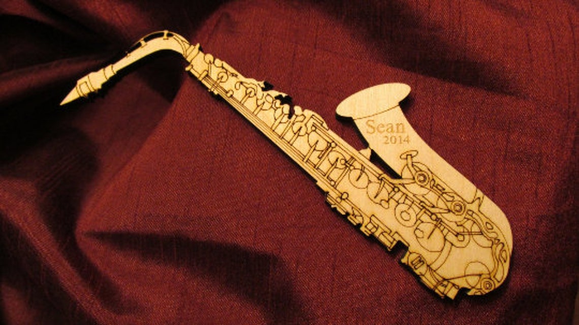 Laser Cut and Engraved Wooden, Saxophone - Etsy