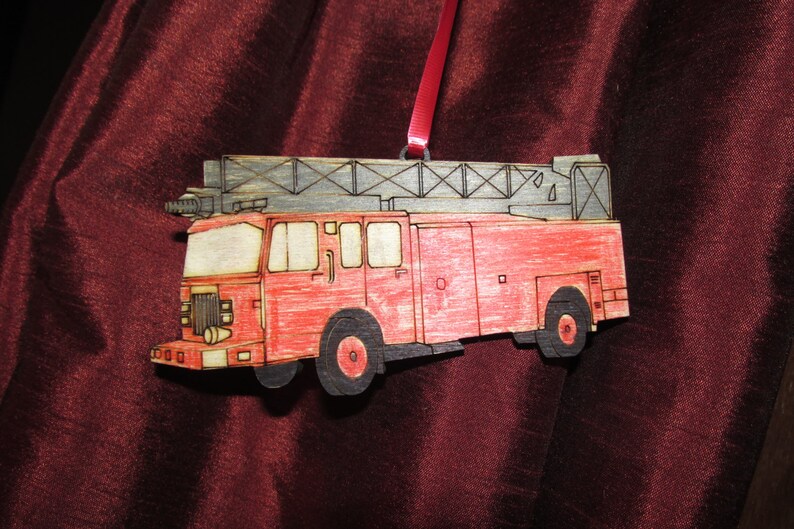Laser-cut Wooden "fire Engine" Ornament - Etsy