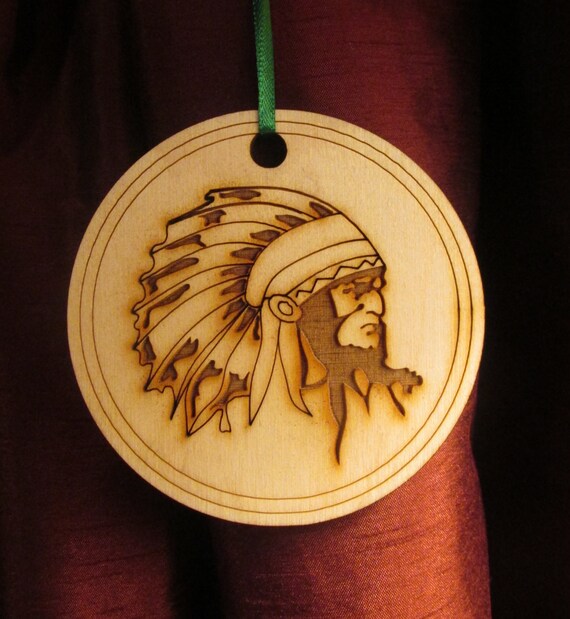Laser Cut and Engraved Wooden Indian Chief Ornament or | Etsy