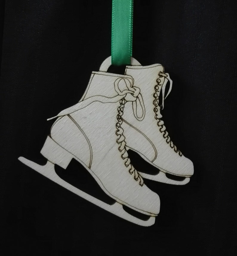 Laser-cut Wooden Ice-skating Ornament | Etsy