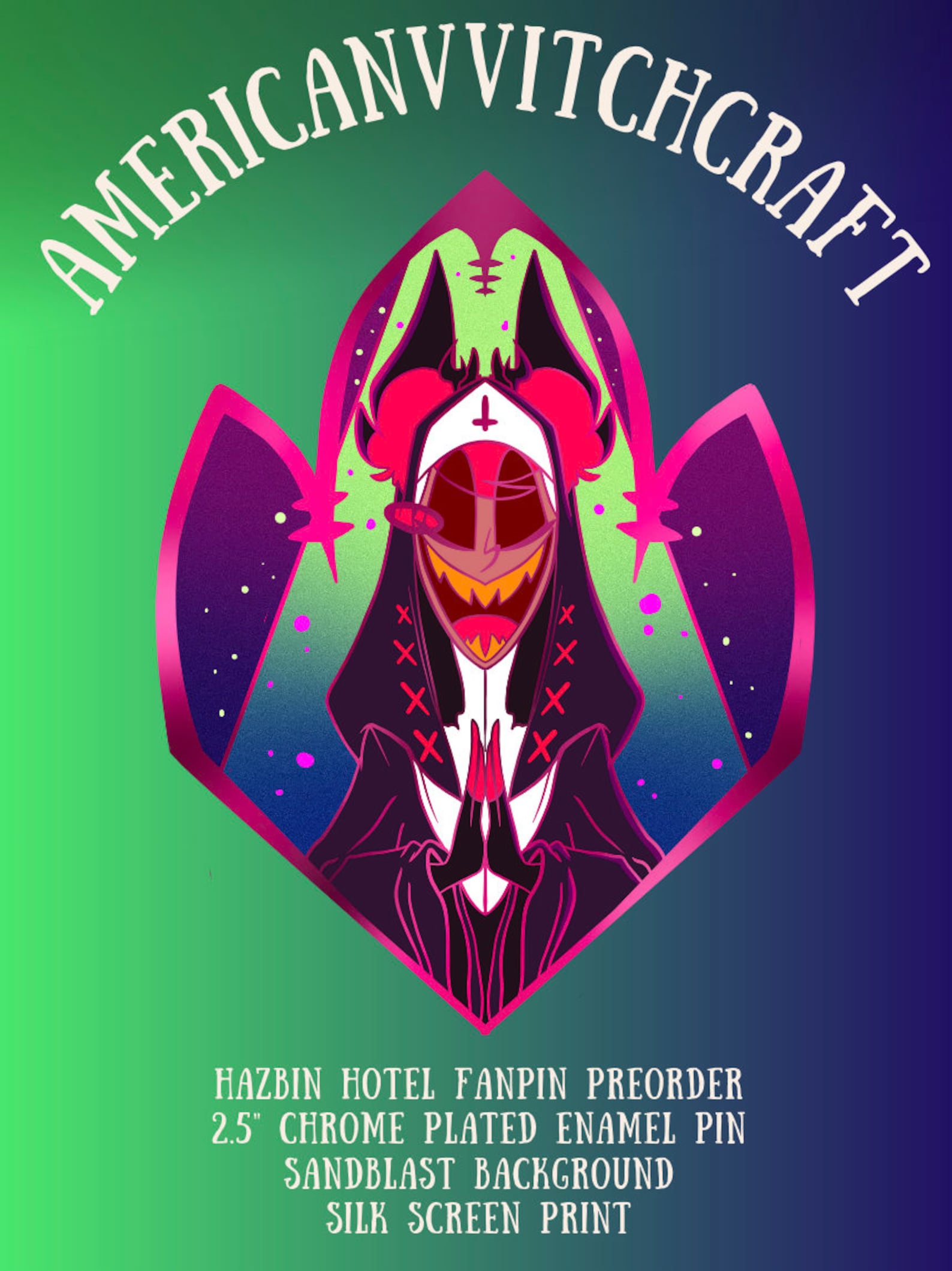 IN HAND Hazbin Hotel Faithful Like a Nun Alastor & Priest Vox 2.25" Pin ...