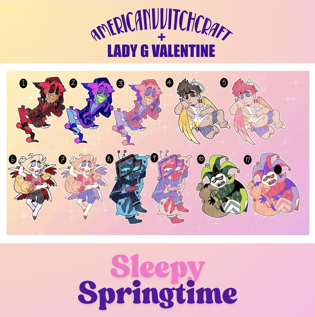 PRE-ORDER Hazbin Hotel & Helluva Boss Sleepy Spring 2025 Enamel Pin Set ...