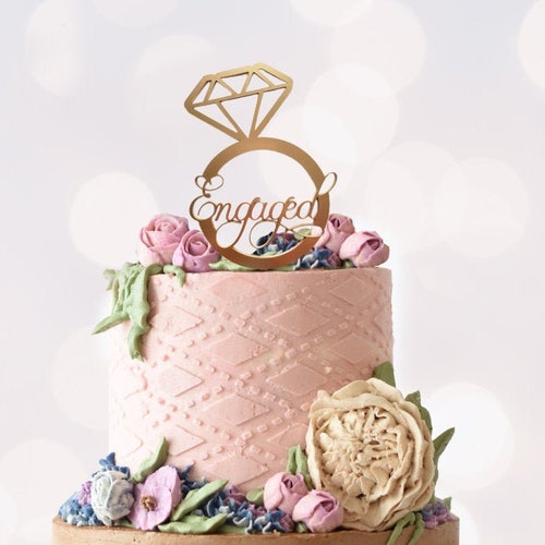 Engagement Ring Cake Toppers Engaged Cake Topper bridal - Etsy