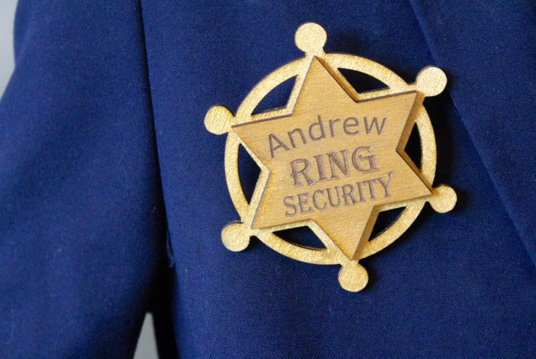 Personalized Ring Security Badge: Gold Luster Ring Bearer Gift - Etsy