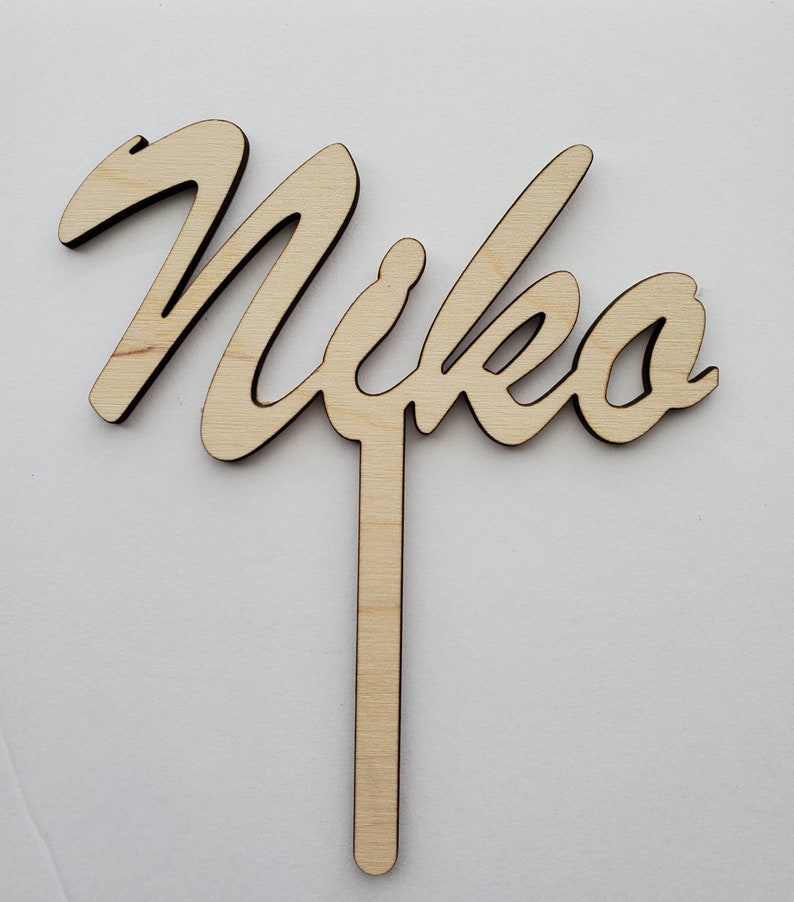 Name cake topper wood cake topper custom name topper | Etsy
