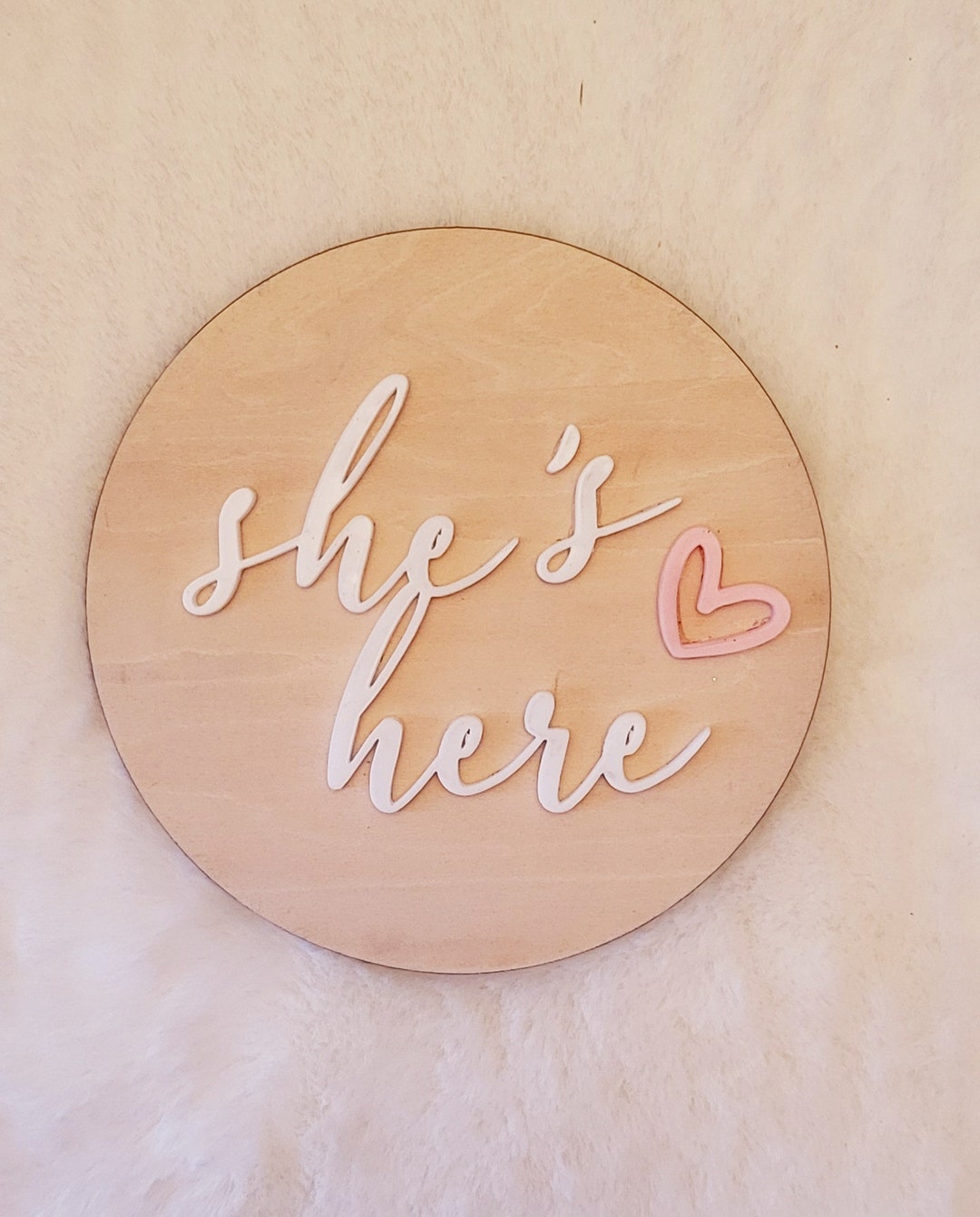 Baby Announcement Sign, New Born Arrival Disc, He's Here Sign, She's ...