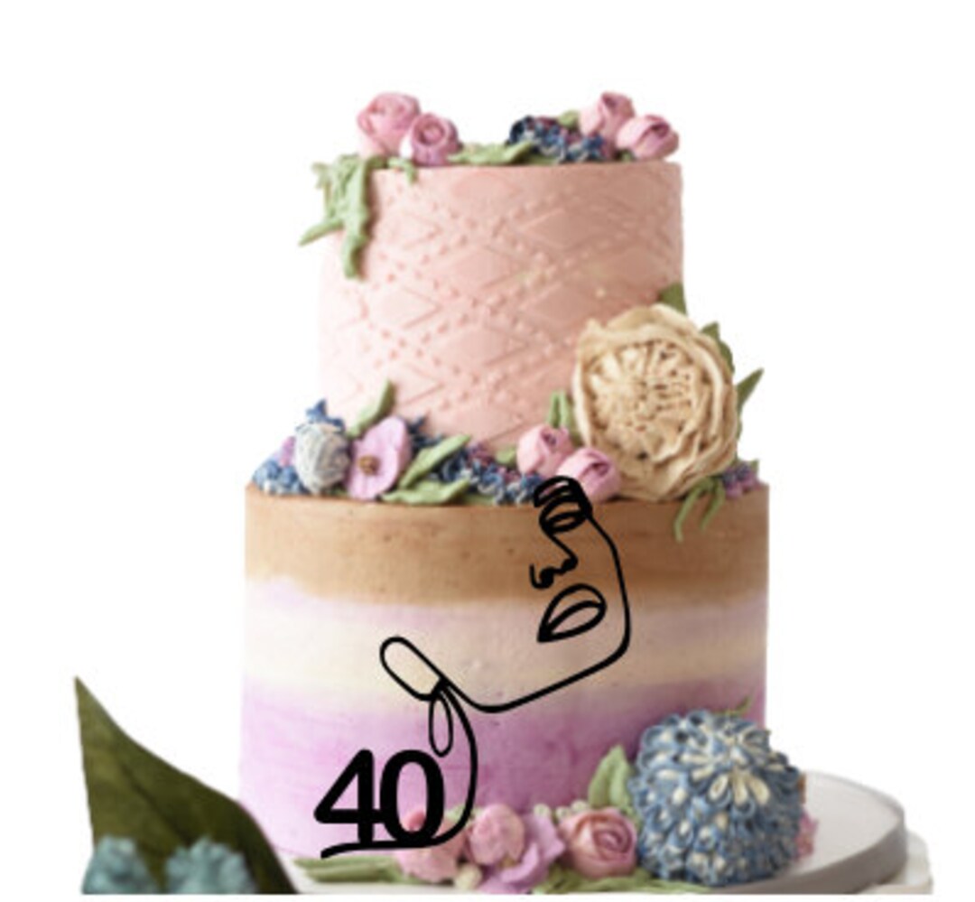 Face Art, Abstract Face Line Art of a Woman, Line Art Cake Plaque, Face ...