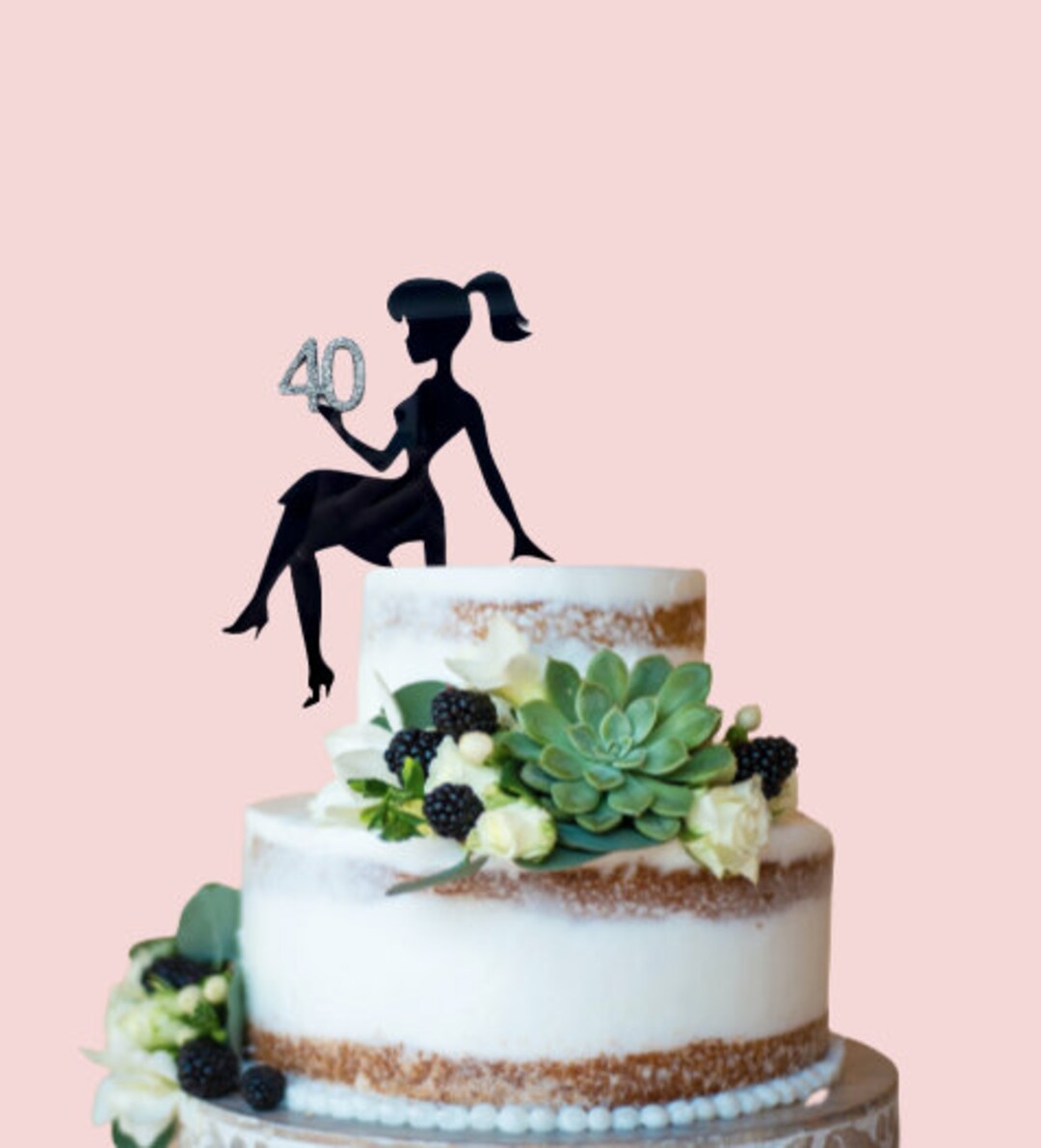 Sitting Girl Cake Topper, Girl Silhouette, Acrylic Cake Topper, Black ...
