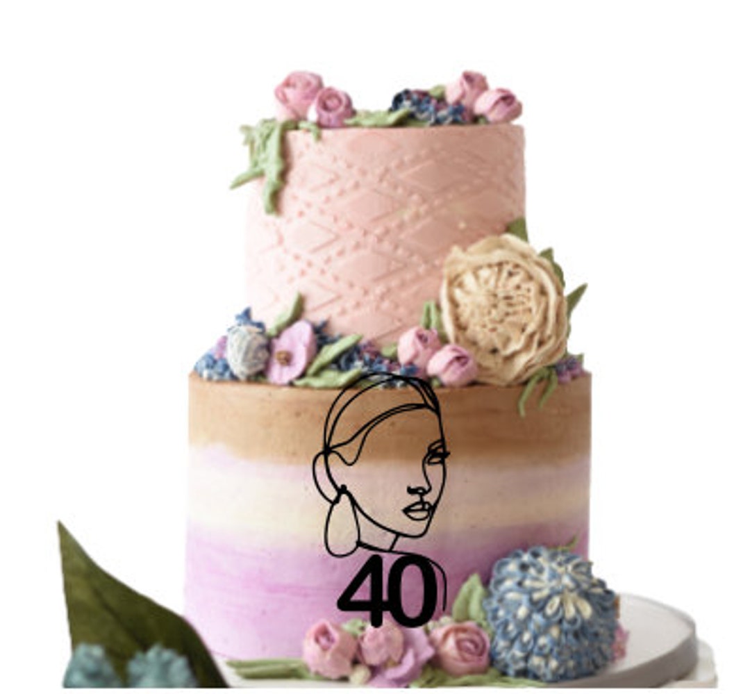 Acrylic Minimalist Art Lady Face Cake Topper Girl Happy Birthday Cake ...