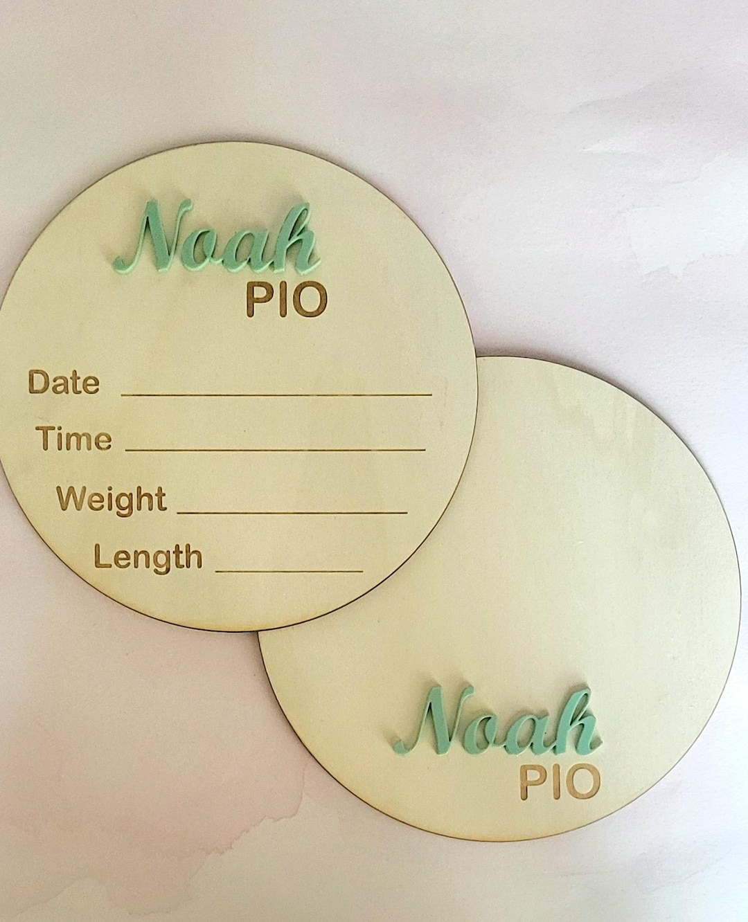 New Born Baby Stats Sign, Large 8" Discs, 2 Pieces for 1 Low Price ...
