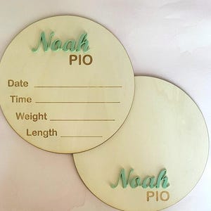 New Born Baby Stats Sign, Large 8" Discs, 2 Pieces for 1 Low Price ...