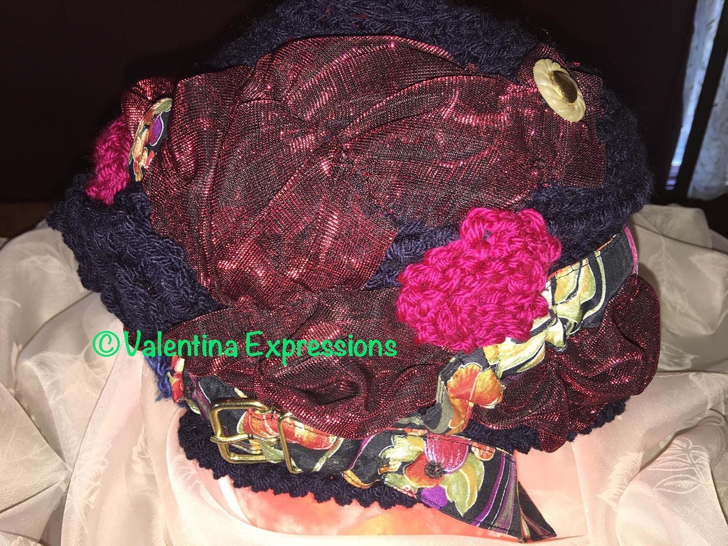 Navy Blue Cloche Victorian Style With Rosettes and Silk Belt - Etsy