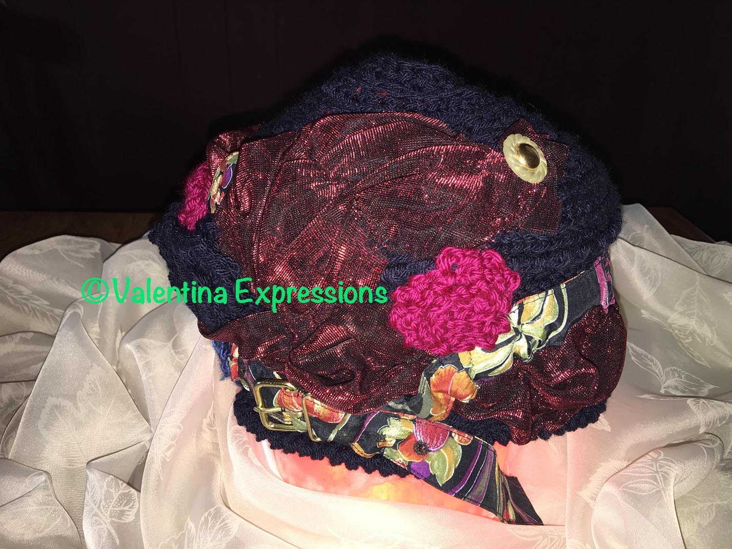 Navy Blue Cloche Victorian Style With Rosettes and Silk Belt - Etsy