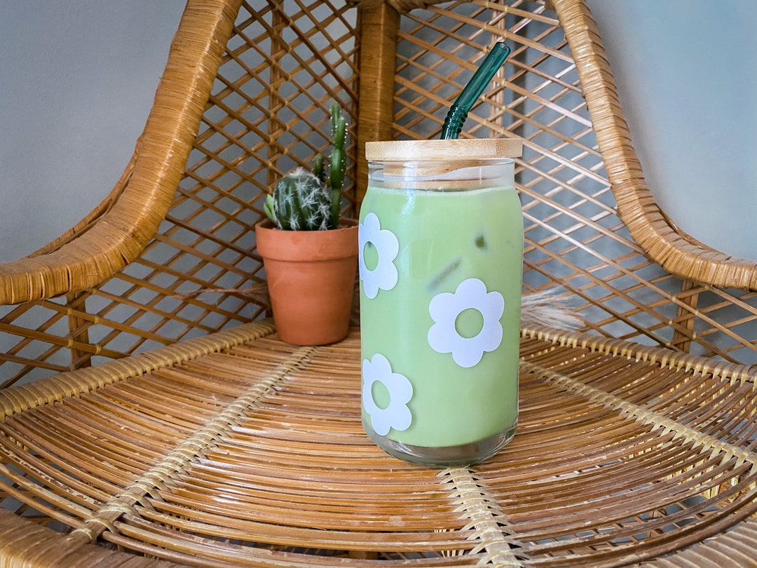 Retro Daisy Boho Glass Cup / Daisy Glass / Retro Daisy Cup / - Etsy