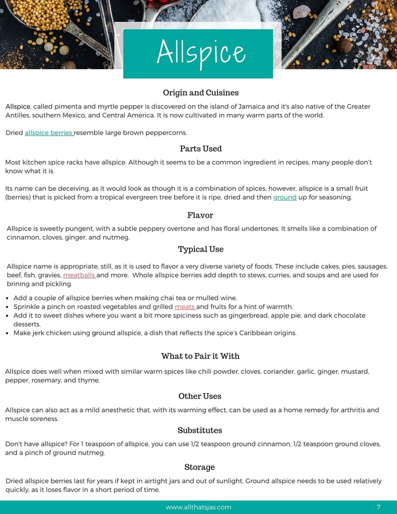 Spices 101 Guide – Culinary Herbs and Spices Ebook (PDF) - Etsy