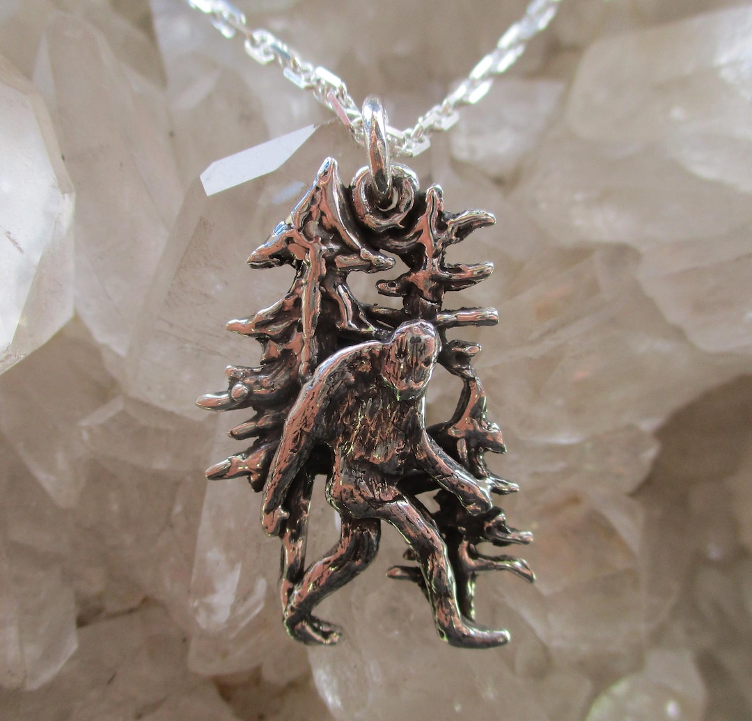 Bigfoot Forest Pendant hand Cast Sterling Silver Original Design W 20 ...