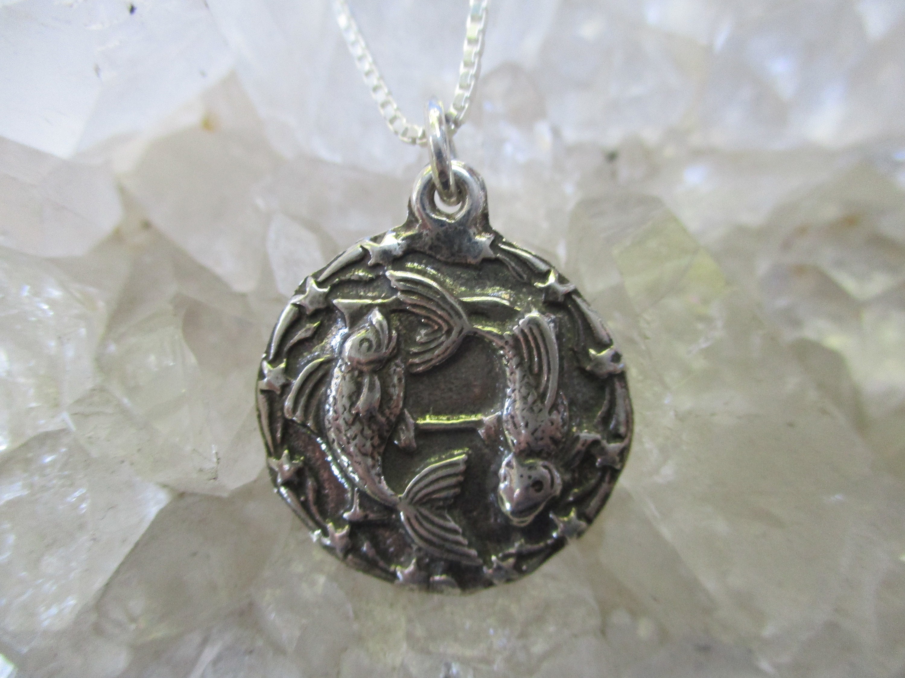 Pisces Medallion Necklace Sterling Silver Hand Cast | Etsy