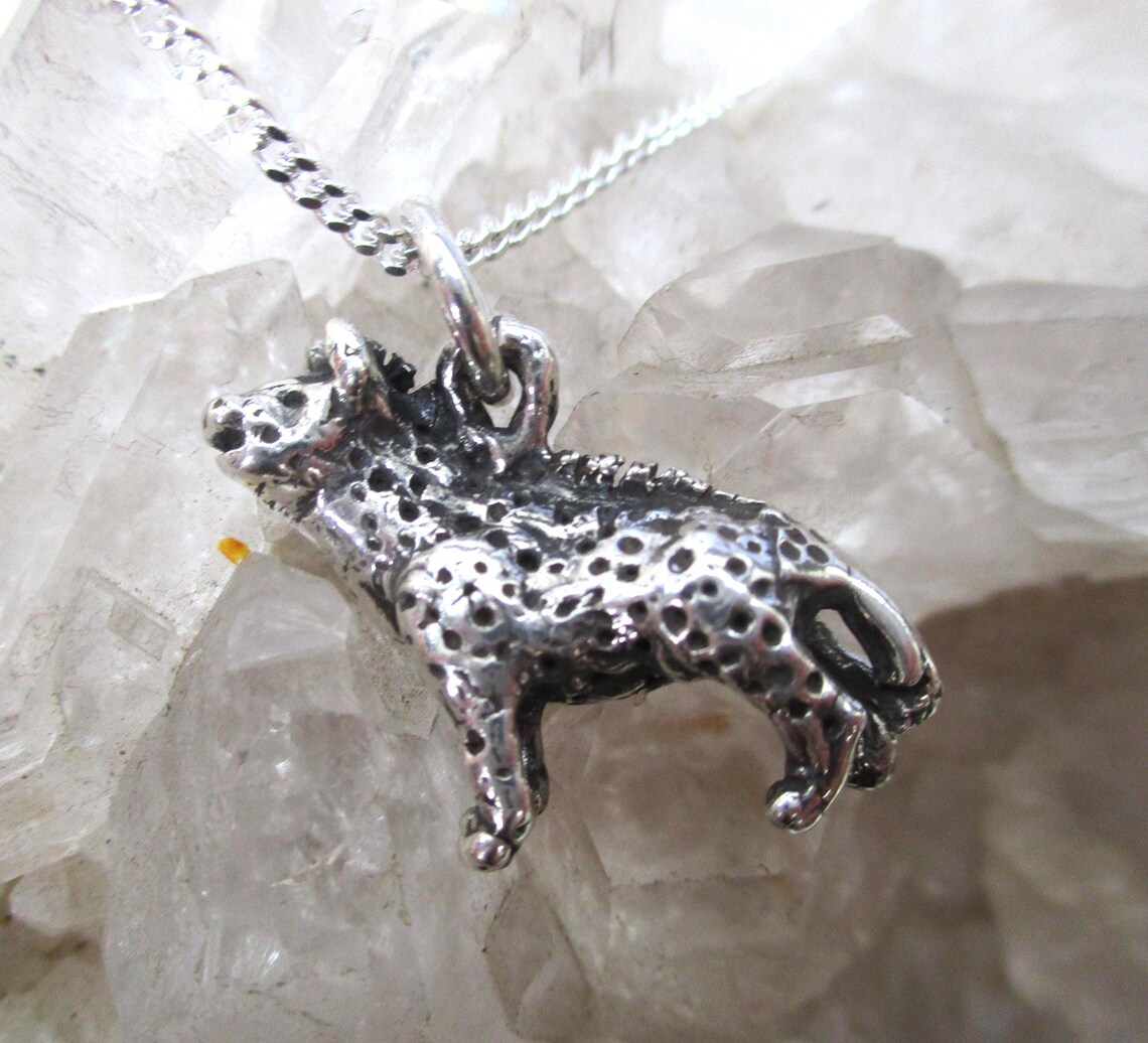 Hyena Necklace -hand Cast Sterling Silver- 3/d Details W/18 Inch ...