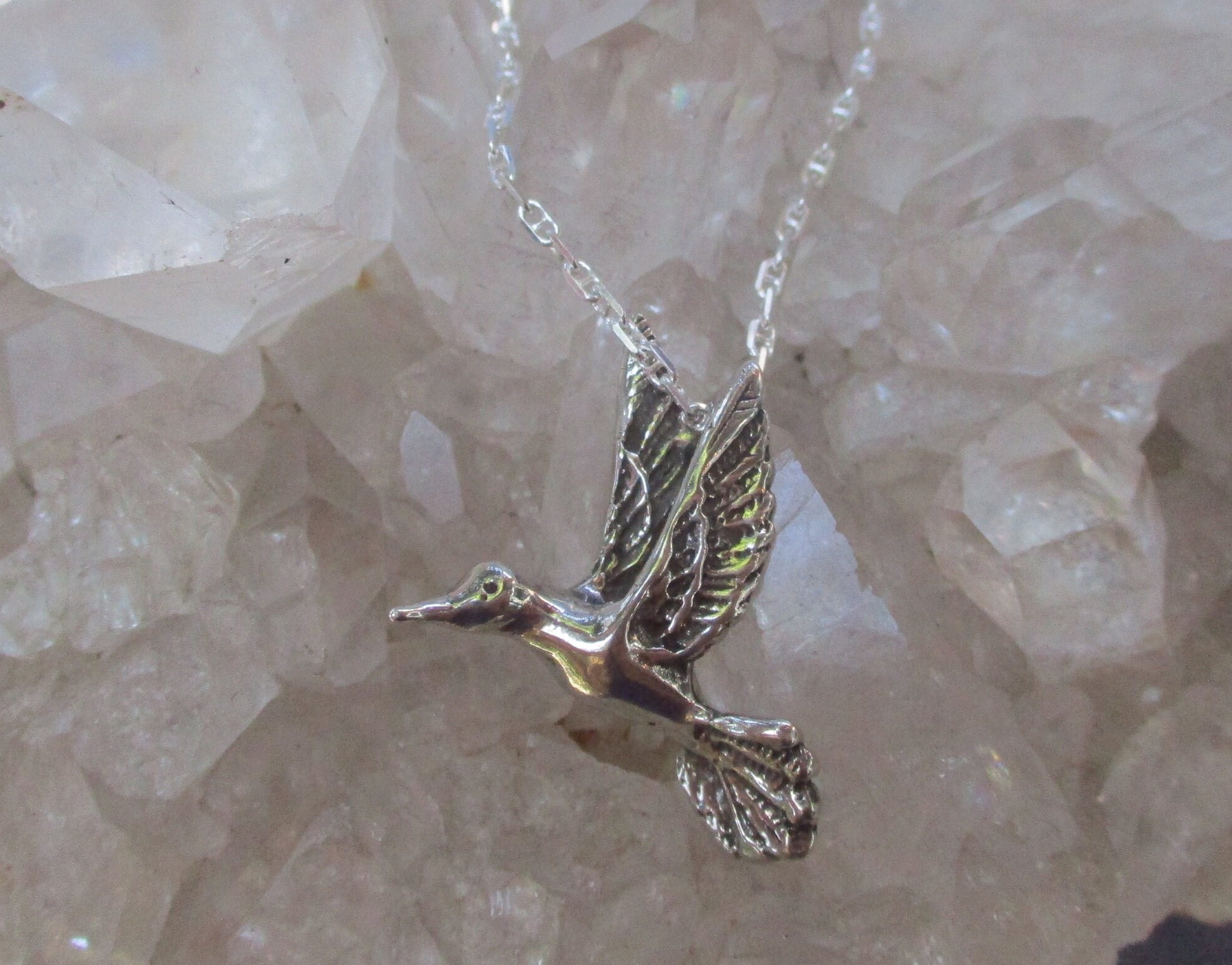 Hummingbird Necklace -sterling Silver- Hand Cast W/ 18 Inch Sterling ...