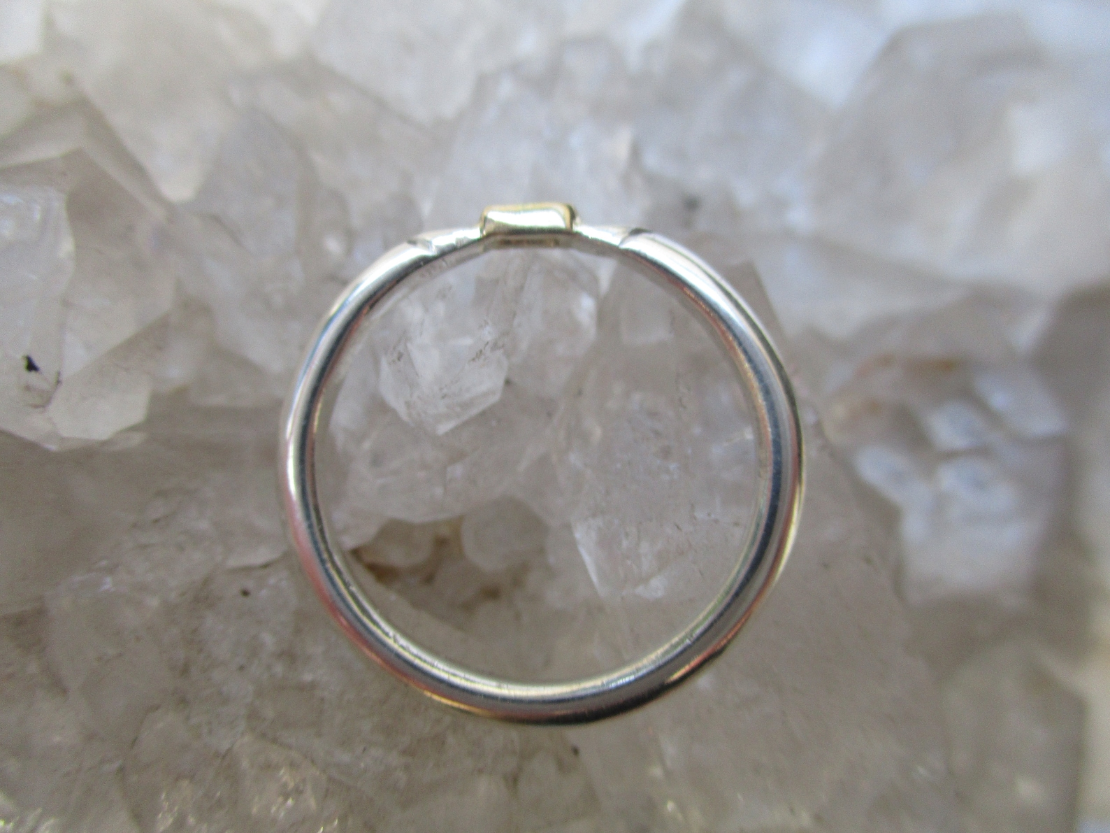 Diamond Ring ~sterling Silver & 14K Gold~ Handmade Narrow Ring W ...