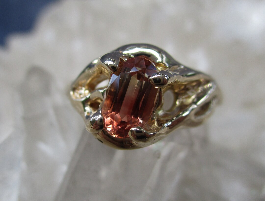 Bi-color Oregon Sunstone Ring -14K. Gold Hand Cast Original- Beautiful ...