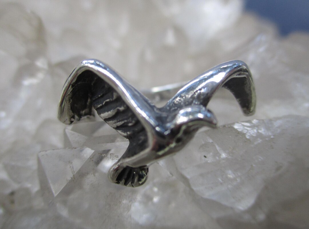 Seagull Ring ~sterling Silver~ Unique Hand Cast Size 7 1/2 - Etsy